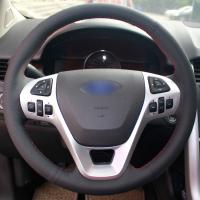 China Design Unique Leather Suede Hand Sewing Steering Wheel Wrap Cover for Ford Explorer 2011-2016 Taurus 2012-2015 Edge 2011-2014 for sale