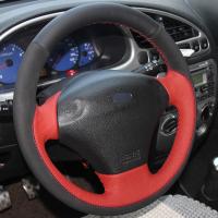 China Custom Styling Genuine Leather Suede Hand Stitch Car Wrap Steering Wheel Cover for Ford Fiesta 4 Mk4 1996-2006 Old Fiesta for sale