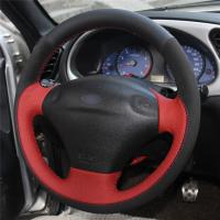 China DIY Design Black Suede Car Steering Wheel Wrap For Ford Fiesta 4 1996 1997 1998 1999 2000 2001 2002 2003 2004 2005 2006 for sale