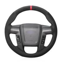 China Black Suede Customized Car Interior Steering Wheel Cover For Ford F150 F-150 2009 2010 2011 2012 2013 2014 2015 for sale