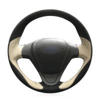 China Black Leather Design DIY Steering Wheel Wrap For Ford Fiesta 2008 2009 2010 2011 2012 2013 Ford Eco Sport 2013 2014 2015 2016 for sale
