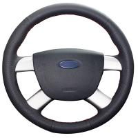 China Leather Hand Sewing Custom Steering Wheel Cover for Ford Kuga Focus 2 C-MAX 2005 2006 2007 2008 2009 2010 2011 for sale