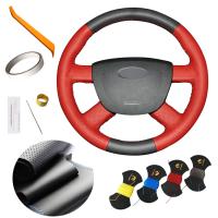 China Red Custom Steering Wheel Cover for Ford Kuga 2008 2009 2010 2011 Focus 2 2005 2006 2007 2008 C-MAX Ford Transit 2010 2011 2012 for sale