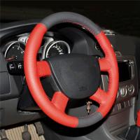 China Red Custom Steering Wheel Cover for Ford Kuga 2008 2009 2010 2011 Focus 2 2005 2006 2007 2008 C-MAX Ford Transit 2010 2011 2012 for sale
