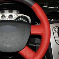 China Red Custom Steering Wheel Cover for Ford Kuga 2008 2009 2010 2011 Focus 2 2005 2006 2007 2008 C-MAX Ford Transit 2010 2011 2012 for sale