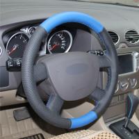 China Blue Leather Custom Steering Wheel Cover for Ford Kuga 2008 2009 2010 2011 Focus 2 2005 2006 2007 2008 C-MAX Ford Transit for sale