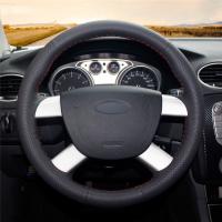 China Custom Design PU Leather Black Sewing DIY Steering Wheel Cover For Ford Focus 2 C-MAX 2005 2006 2007 2008 2009 2010 2011 for sale