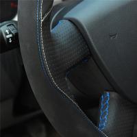 China Design Black Suede Leather Sew Steering Wheel Cover For Ford Focus 2 C-MAX Transit 2005 2006 2007 2008 2009 2010 2011 2012 2013 for sale