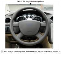 China Design Black Suede Leather Sew Steering Wheel Cover For Ford Focus 2 C-MAX Transit 2005 2006 2007 2008 2009 2010 2011 2012 2013 for sale