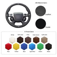 China Sewing Car Black DIY Genuine Leather Steering Wheel Cover For Ford Focus 3 Escape C-MAX 2011 2012 2013 2014 2015 2016 2017 2018 for sale