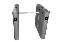 China Wire Drawing Drop Arm Turnstile with 1.5mm Stainless Steel, 25-30 Persons/Minute Flow Rate, DC 24V Motor for sale