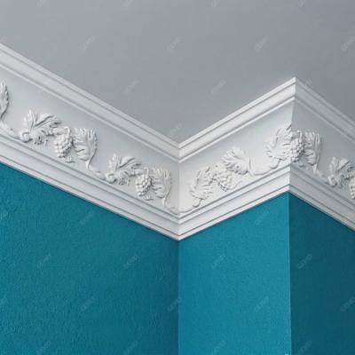 China Polyurethane Crown Moulding Moisture Proof Anti-Insects Rot Resistant Decorative Cornice for Home Decor for sale