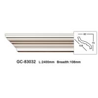China GC-83032 108mm Dropshipping Anti Cracking Pre-Primed Plain Polyurethane Foam Pu Cornices for sale