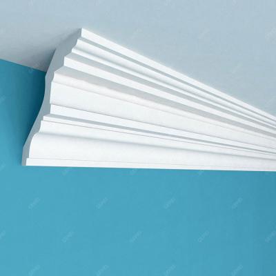 China GC-83053 129mm Factory Price Traditional Residential Polyurethane Plain Decorative Cornice for sale
