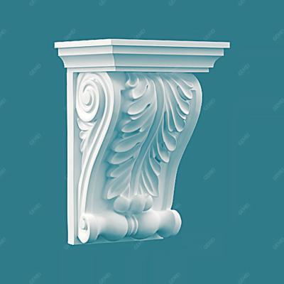 China GL-6009 Exotic Decorative Polyurethane Pu Decoration Poplar Gold Brackets Architectural Fireplace White Corbels for sale
