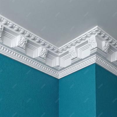China GA-81088 Free Sample Easy Install Light Weight Polyurethane Fluted Cornice Designs Ceiling for sale