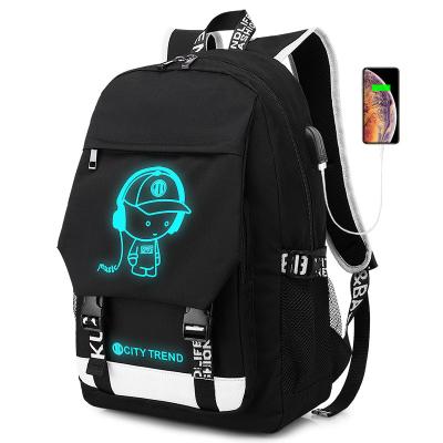 China Wholesale custom fluorescent logo boys waterproof bookbag durable luminous student school bags backpack for men for sale
