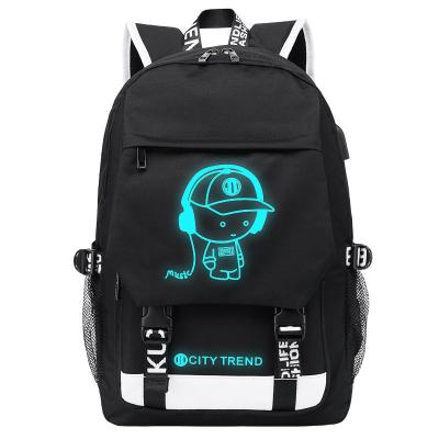 China Factory wholesale custom fluorescent logo boys waterproof bookbag durable luminous student school bags backpack for men for sale