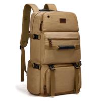 China Retro Large Capacity Outdoor Travel Bags  Mens Canvas Laptop Backpack 56-77 Litre for sale