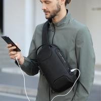 China Wholesale waterproof anti theft designer crossbody bag custom logo USB sling bags for men single shoulder chest bag for sale