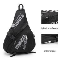 China Factory wholesale student fashion USB charging custom messenger bag waterproof bicycle sports Sling chest bag men for sale