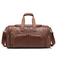 China MingLu Waterproof Brown PU Leather Duffle Bag Male Duffle Bag Fashionable for sale