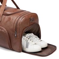 China MingLu Waterproof Brown PU Leather Duffle Bag Male Duffle Bag Fashionable for sale