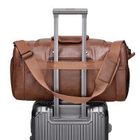 China MingLu Waterproof Brown PU Leather Duffle Bag Male Duffle Bag Fashionable for sale