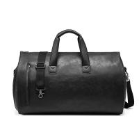 China Black PU Leather Oxford Cloth Travel Duffle Bag Accept Customized Logo for sale