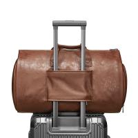 China Outdoor PU Leather Travel Duffle Bag Brown With Separate Shoe Compartment for sale