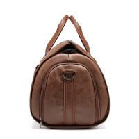 China Outdoor PU Leather Travel Duffle Bag Brown With Separate Shoe Compartment for sale