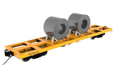 China Steel Coil Railway Flat Wagon 18t Axle Load 1000mm Track Gauge Rail Transport Vehicle for sale
