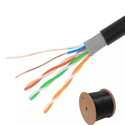 China Outdoor Cat6 UTP Cable Bare Copper 4 Pairs Twisted PVC PE Double Jacket for sale
