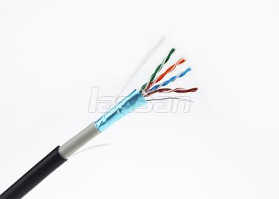 China PVC + PE Jacket CAT5E FTP Cable , Waterproof 24AWG 2 Pair Shielded Cable for sale