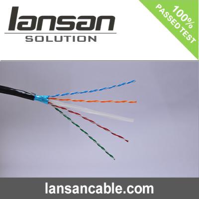 China HDPE Al Foil Cat6 Network Cable BC PVC Black Jacket 305m Aluminum Mylar for sale