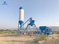China HZS Stationary Concrete Batching Plant 25-180 m³/h Capacity with Skip Hoist and Belt Conveyor Options for sale