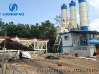 China HZS Skip Hoist Concrete Batching Plant 25-75 m³/h with Automatic Panel Control System for sale