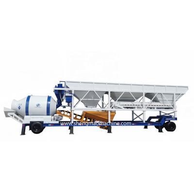 China Small Mixing Mobile Concrete Batching Plant Portable Dry Trailer Mixer for sale