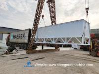 China SHENGMAO 50T Horizontal Cement Silo - Carbon Steel Construction with Vibrating Motor for Dry Powder Storage for sale