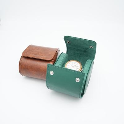 China Green / Brown Single Watch Case Foam Interior Embossed Packaging Boxes for sale