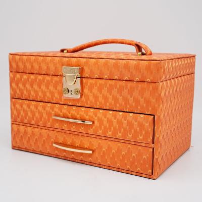 China Combination Lock Cosmetic Storage Case Orange Makeup Storage Boxes Durable for sale