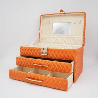 China Combination Lock Cosmetic Storage Case Orange Makeup Storage Boxes Durable for sale