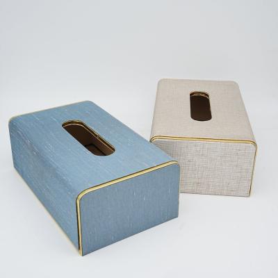 China Functional Paper Tissue Box Durable Rectangle Tissue Holder Blue / White for sale