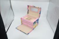 China Foldable Handle Cosmetic Storage Case Pink Portable Makeup Case Compact for sale