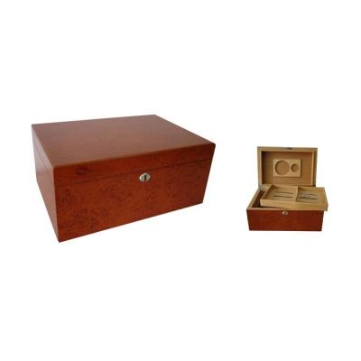 China Smooth Polished Cigar Packaging Box Wooden Cigar Box Humidor Compact for sale
