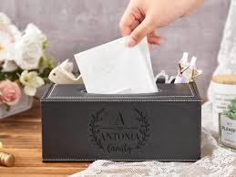 China Water Resistant Multifunctional Tissue Box Black Napkin Box Holder for sale