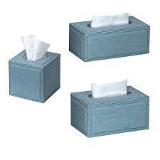 China Rectangular Tissue Paper Box White / Blue Minimalist Tissue Box Cover for sale