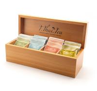 China Rectangular Wooden Tea Caddy Box Airtight Tea Bag Storage Box Corrosion Proof for sale