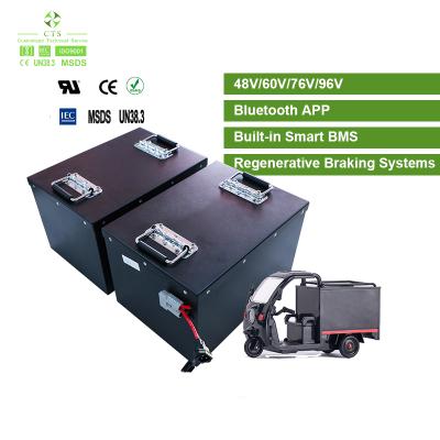 China Customized Electric Tricycle Lithium Battery 64V 105Ah 72V Lithium Ion Batteries Pack Electric Vehicle Scooter Motorcycle for sale