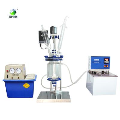 China 1 Liter Chemical Double Layer Glass Reactor Jacketed Reactor Vessel for sale